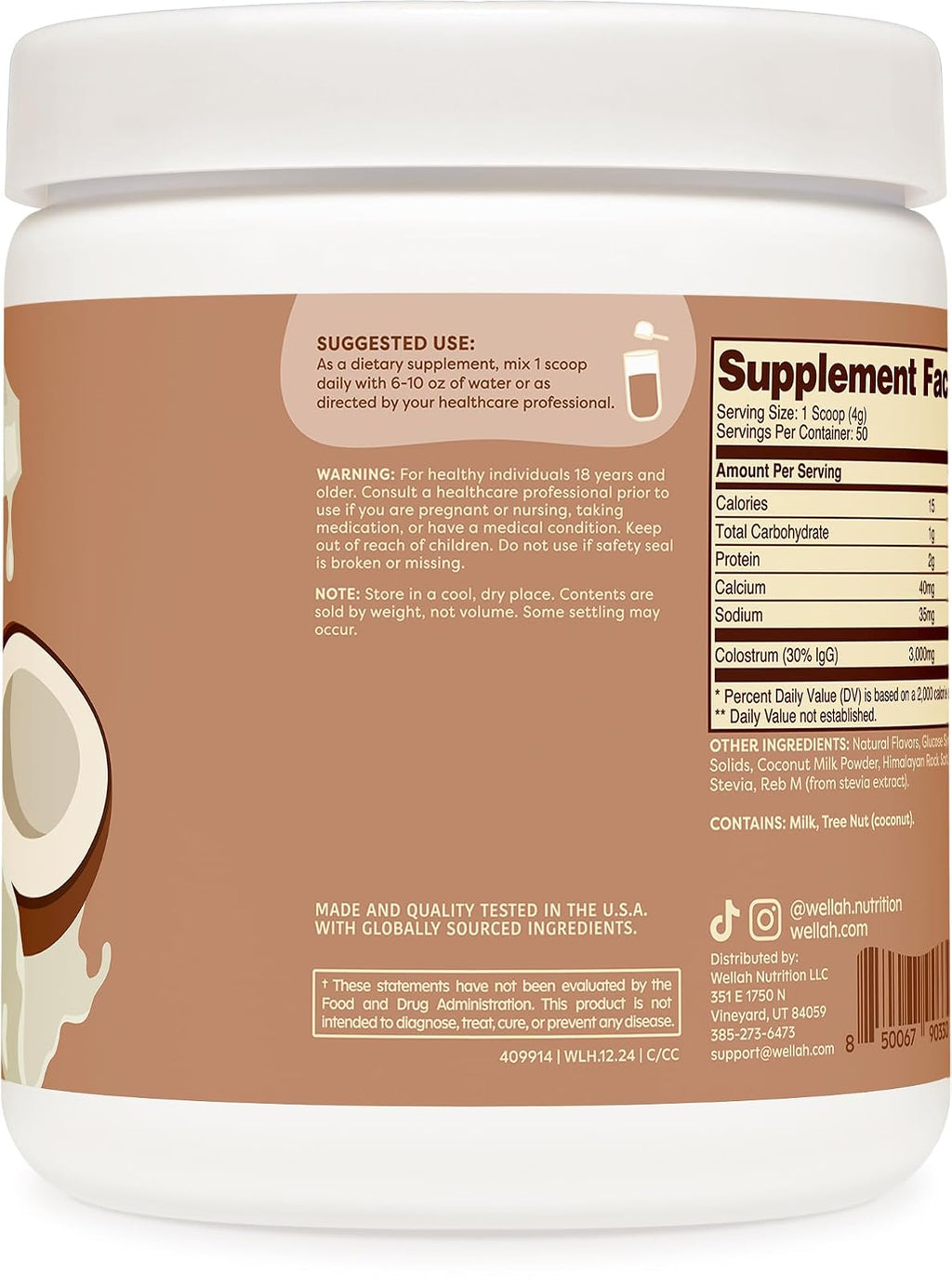 coconut cream flavour colostrum powder