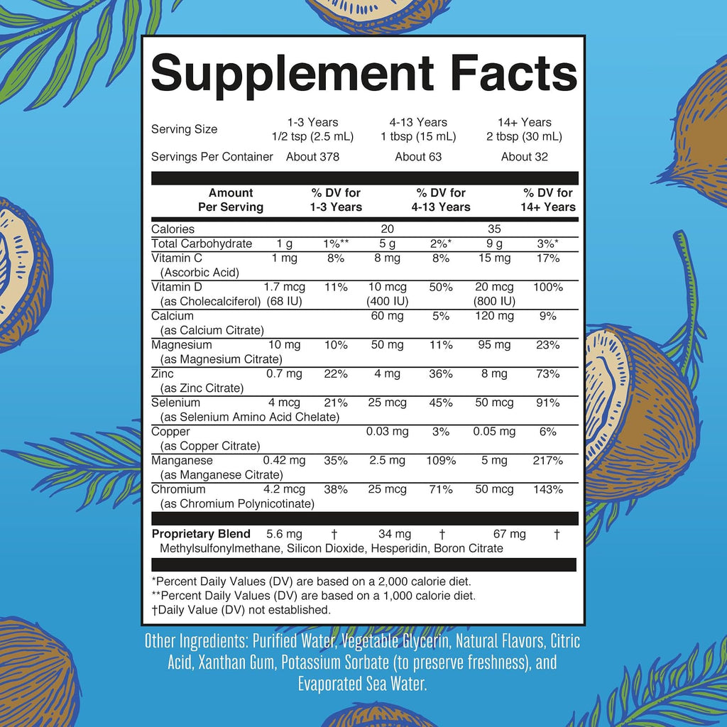 Coconut flavored multimineral supplement