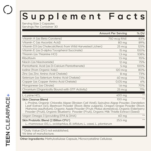 Codeage Teen Clearface capsules for pimples