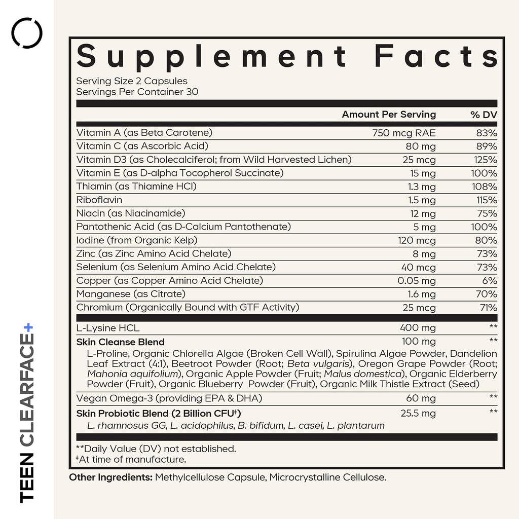 Codeage Teen Clearface vitamins for active teens