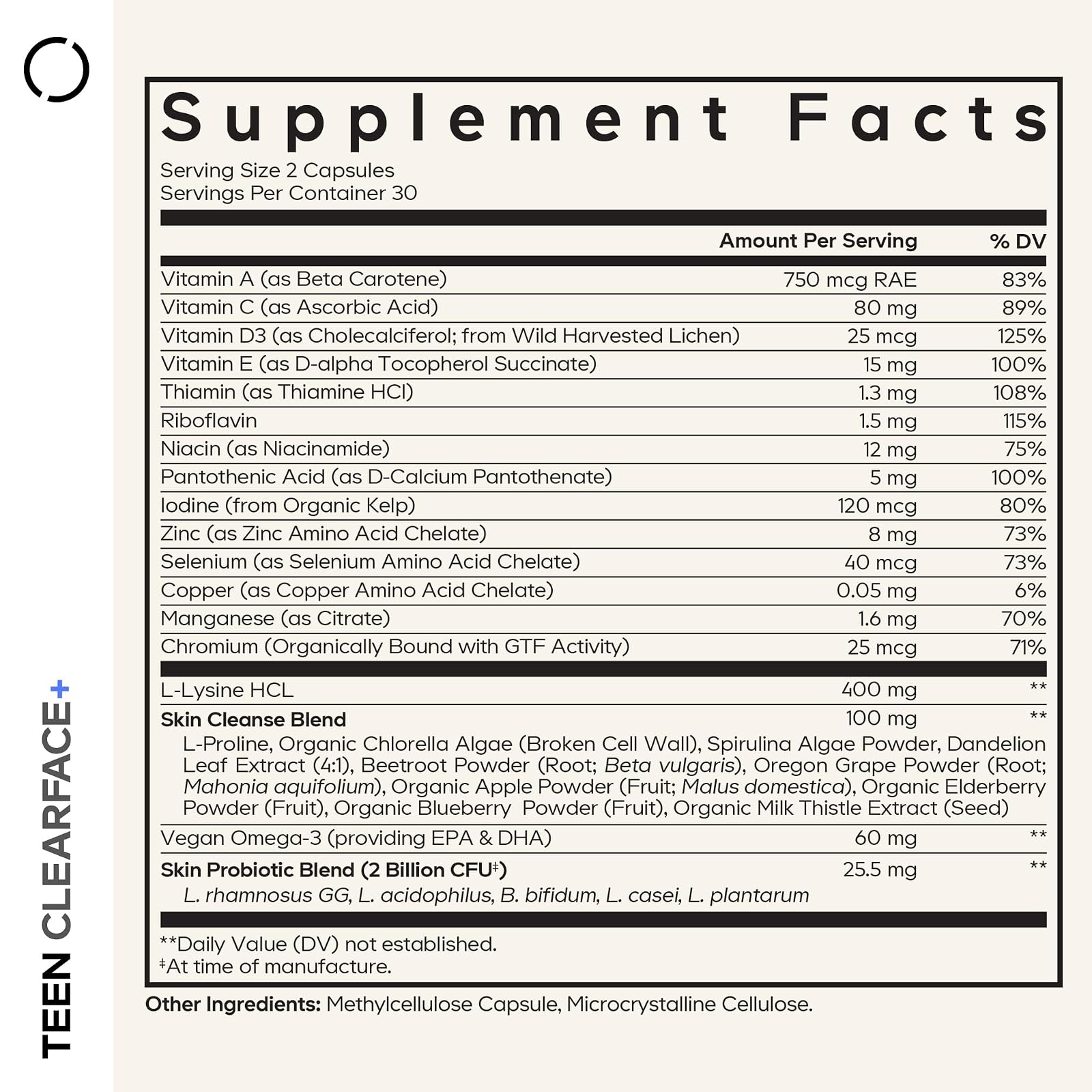 Codeage Teen Clearface vitamins for active teens