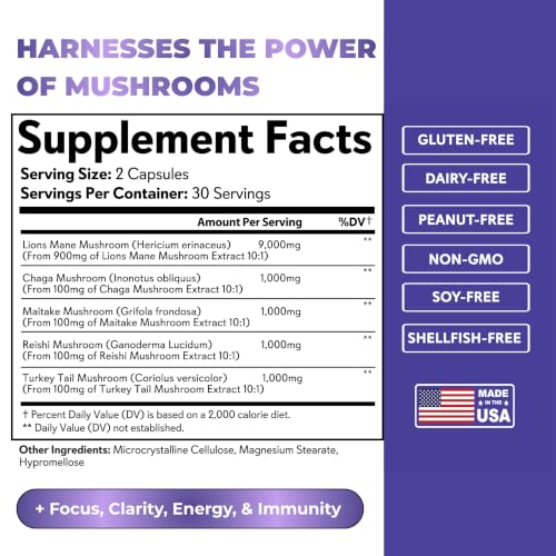 cognitive function mushroom capsules