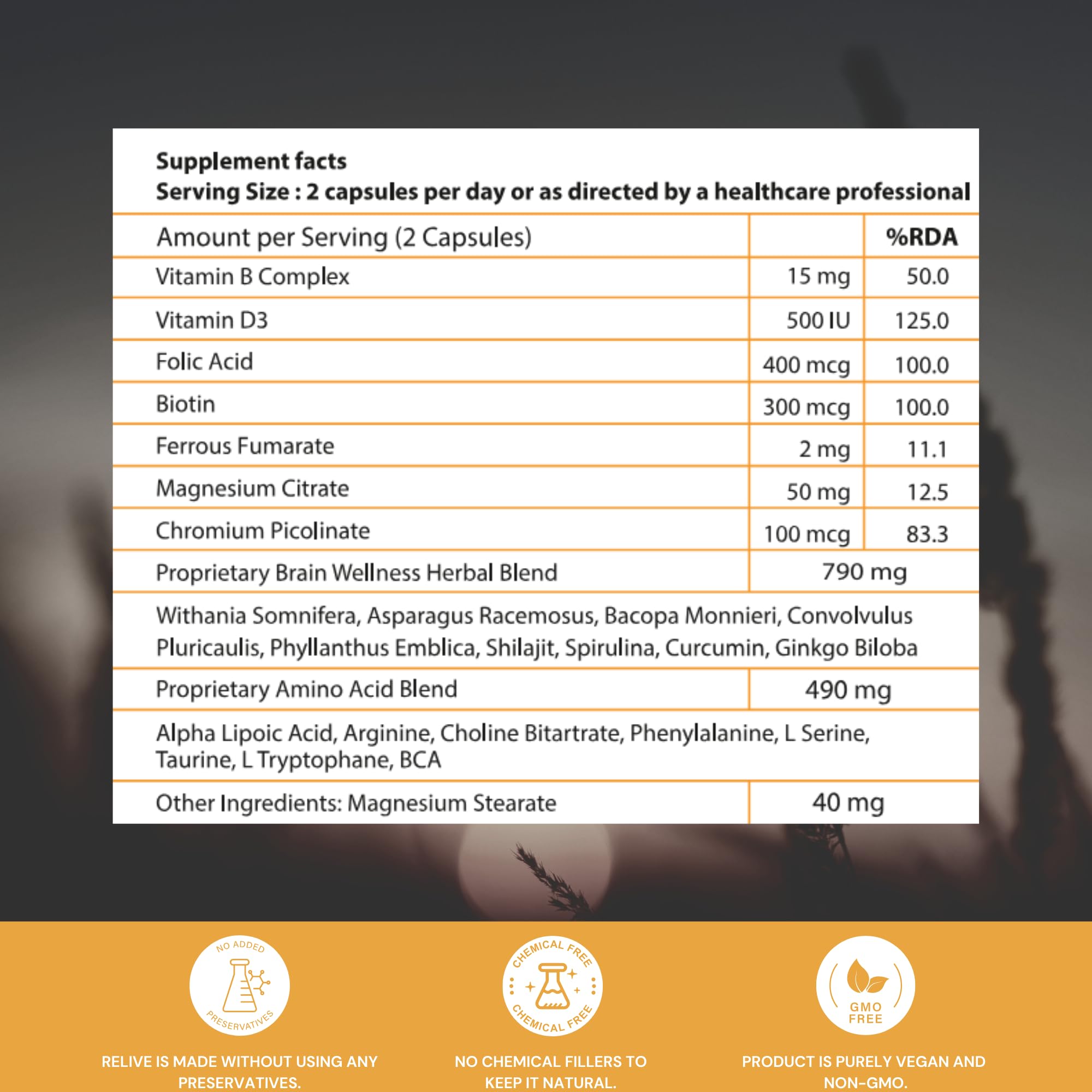 cognitive support blended vitamin capsules