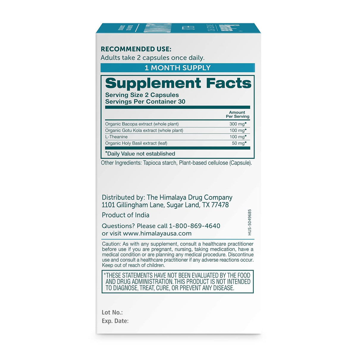 Cognitive support herbal supplement