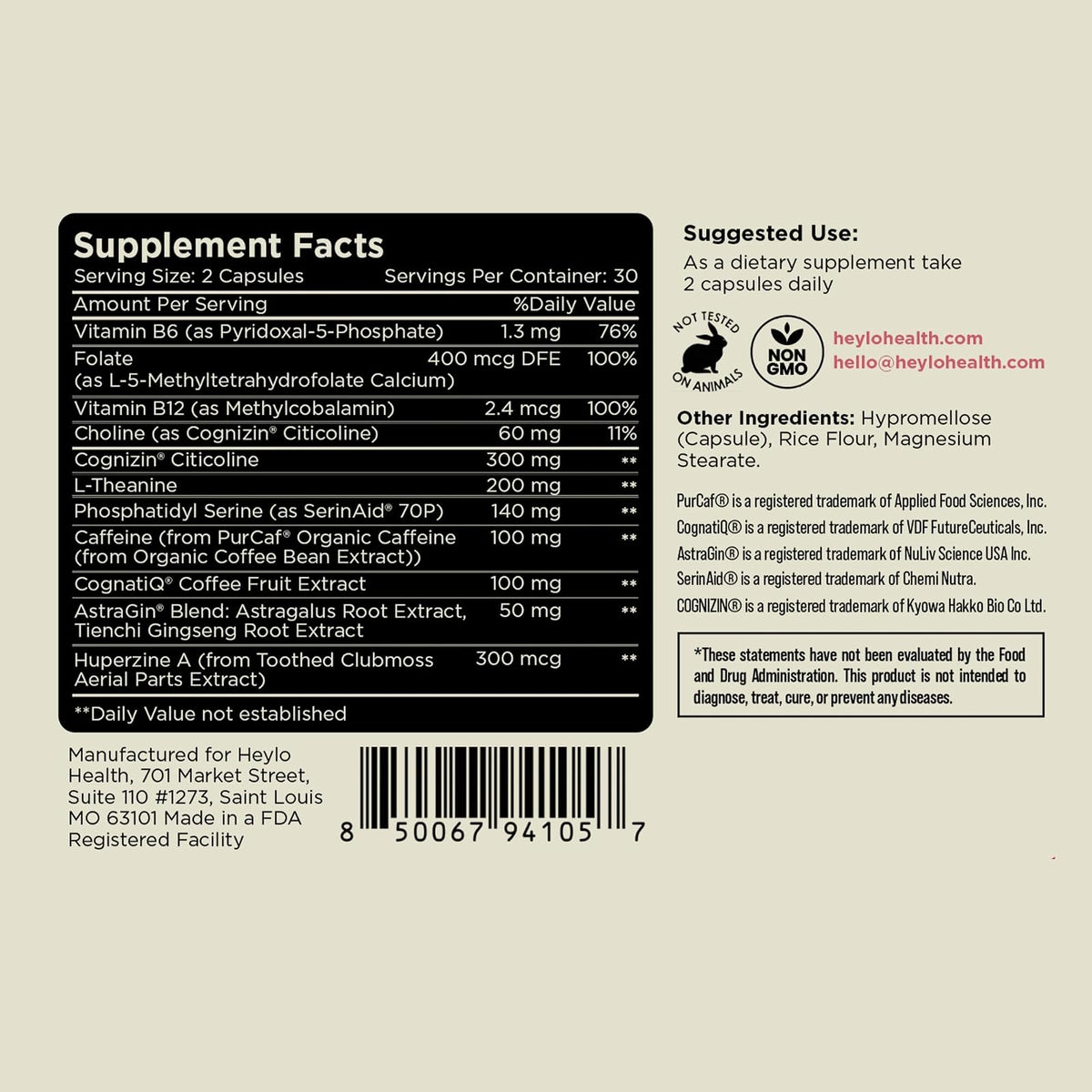 Cognitive support multivitamins from Heylo