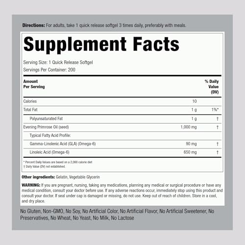 cold pressed evening primrose dietary supplement
