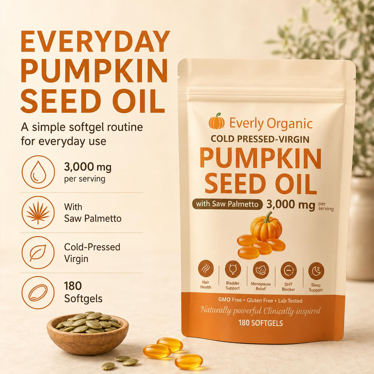 cold-pressed pumpkin seed softgels