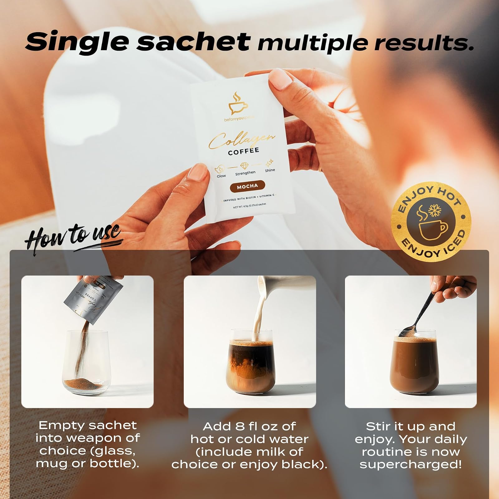 Collagen coffee for radiant skin
