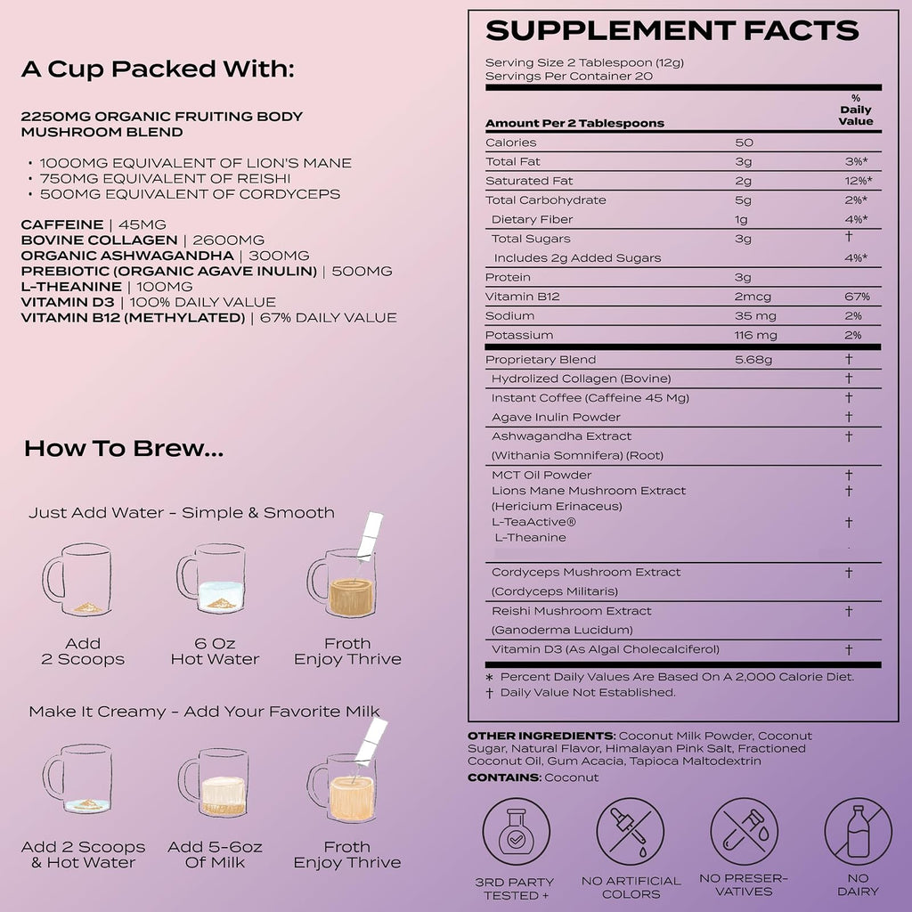 collagen-infused mushroom coffee drink