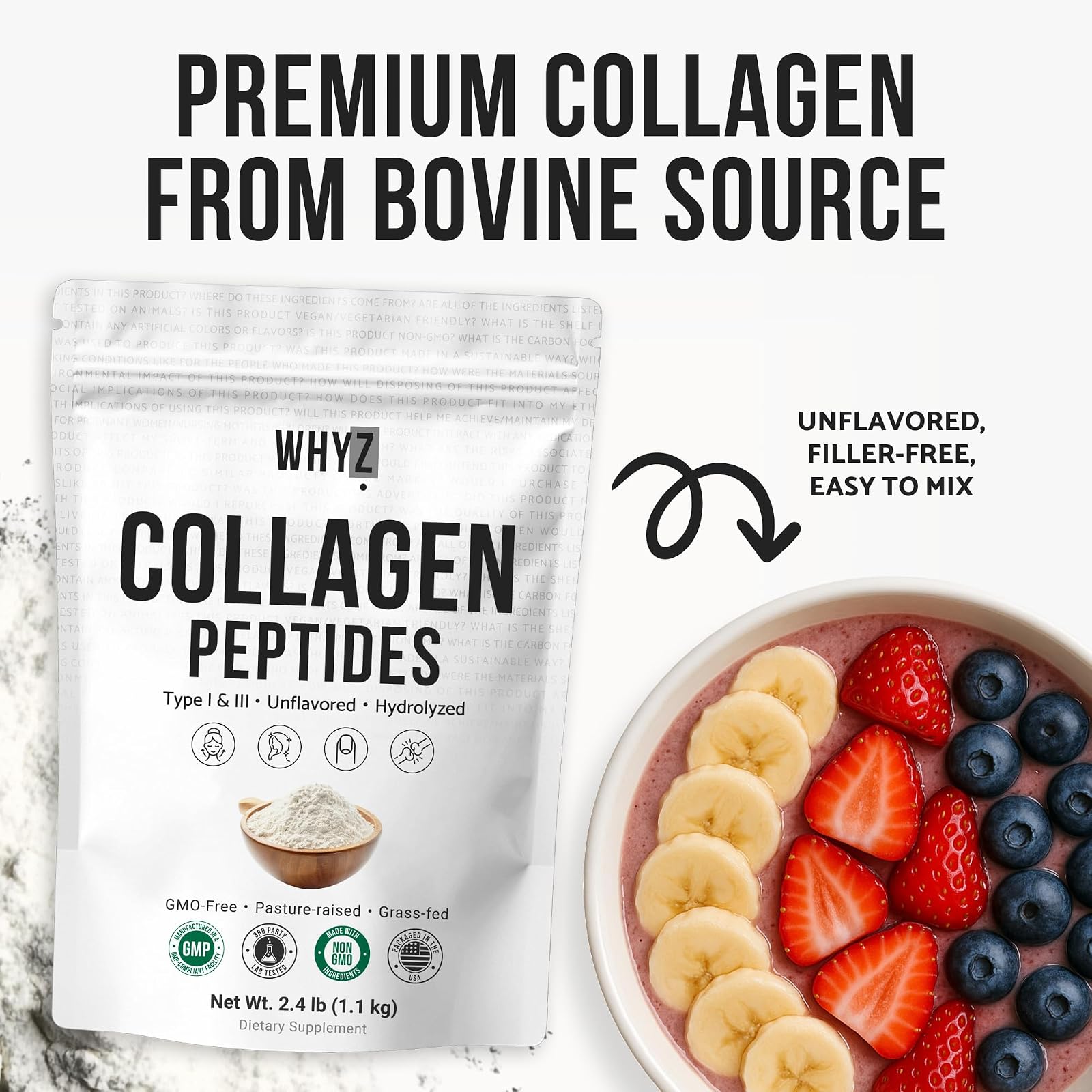 Collagen peptides for improved elasticity