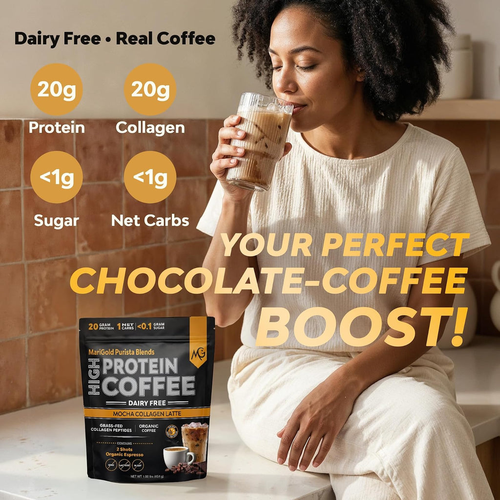 collagen peptides mocha latte drink