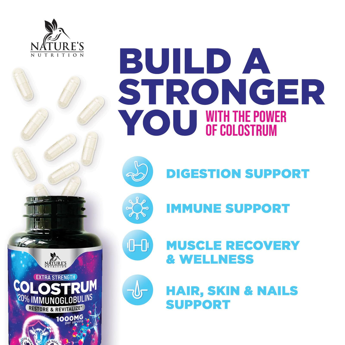 Colostrum capsules for digestive health