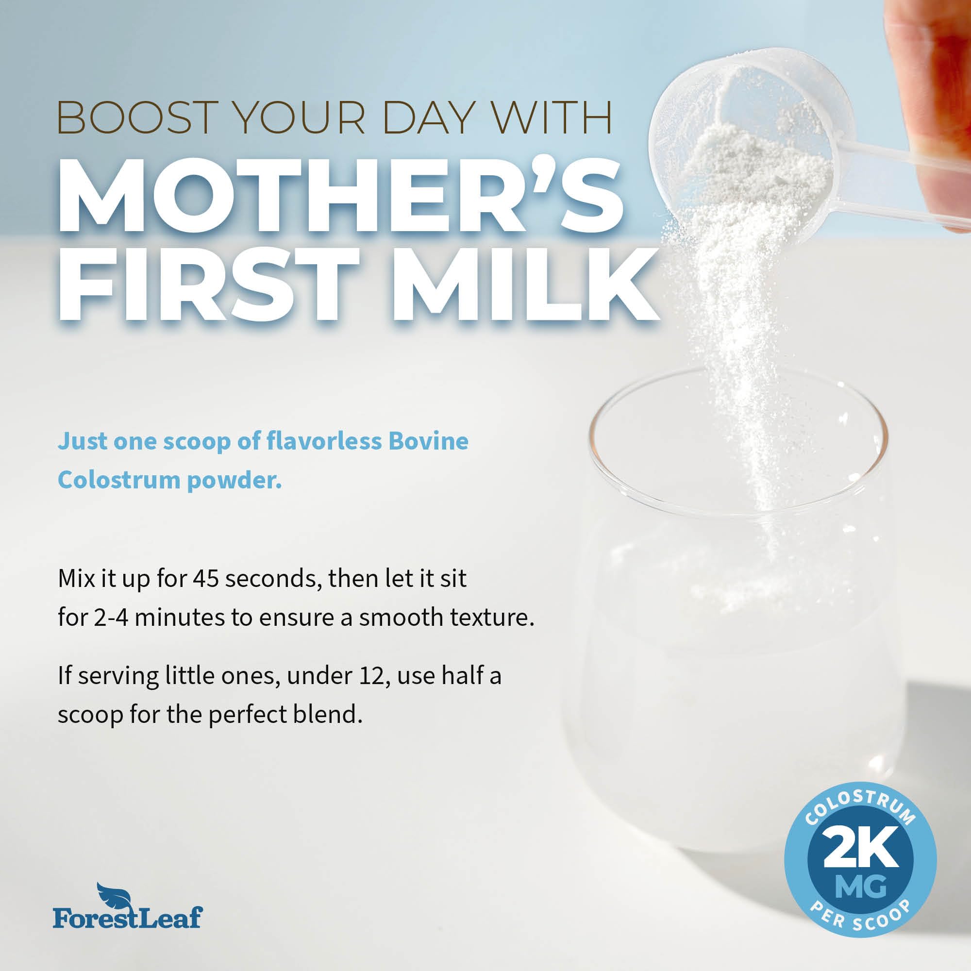 Colostrum powder for active lifestyles