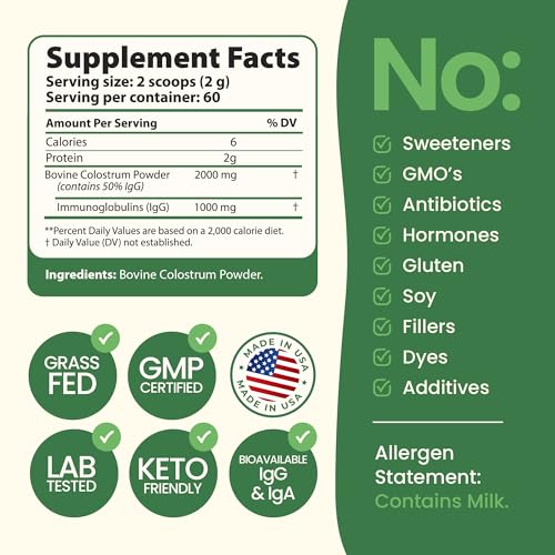 Colostrum powder for athletes and fitness