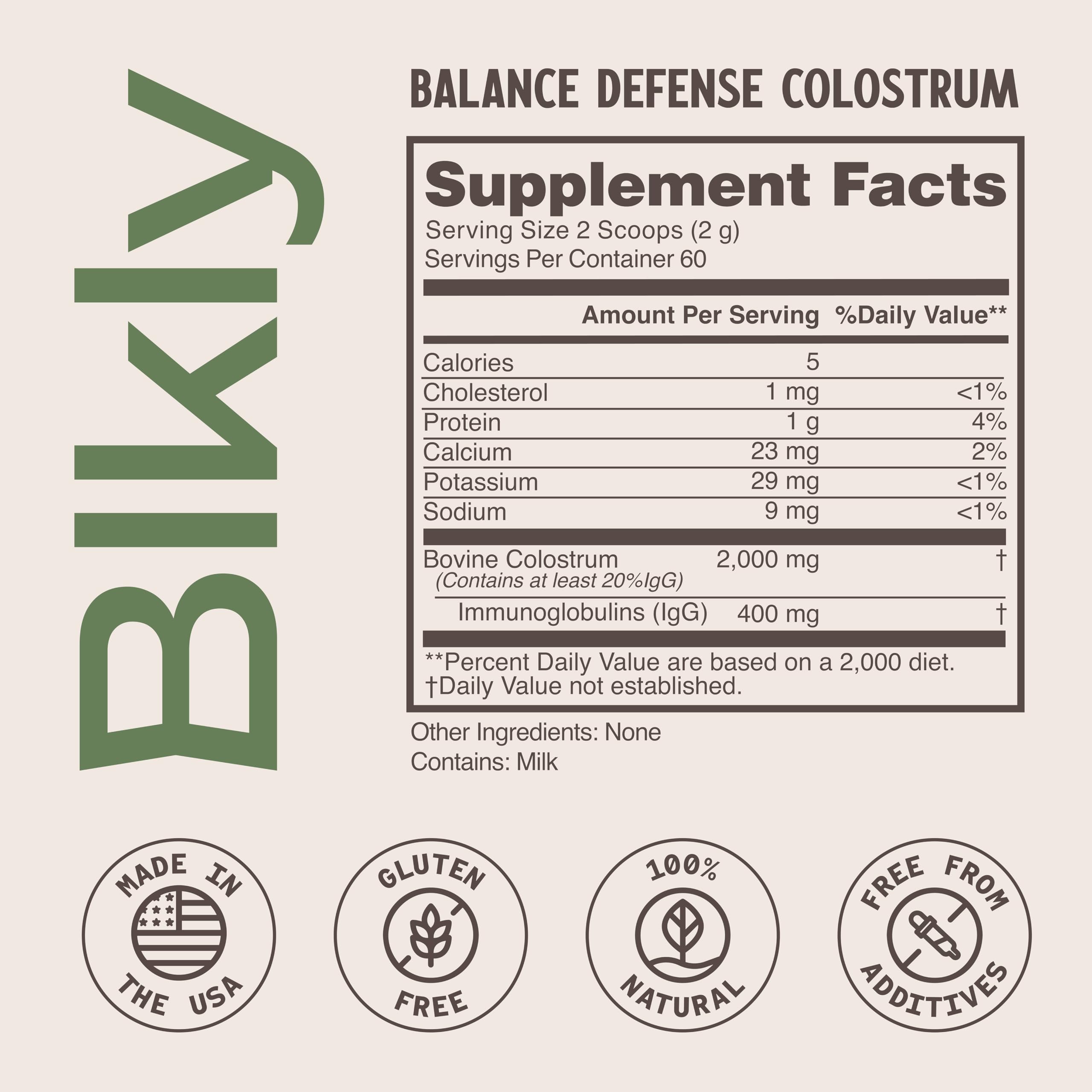 Colostrum supplement for healthy gut flora