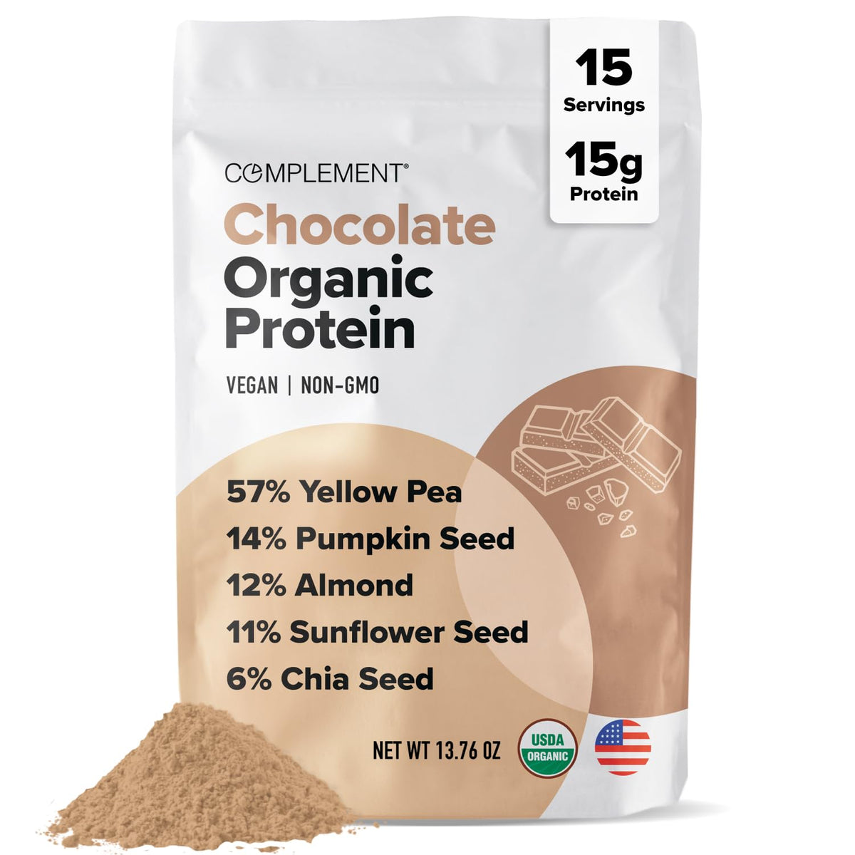 Complement vegan chocolate protein powder