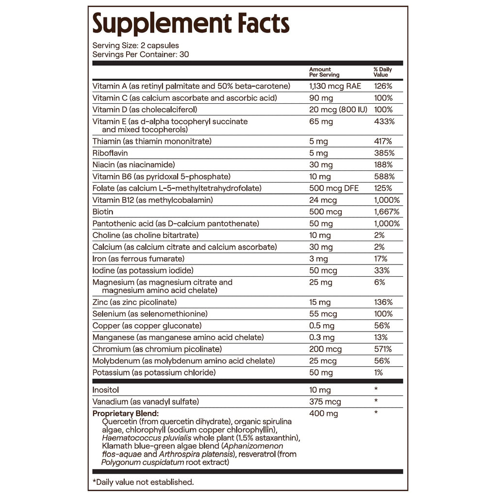 Complete multivitamin formula for overall health