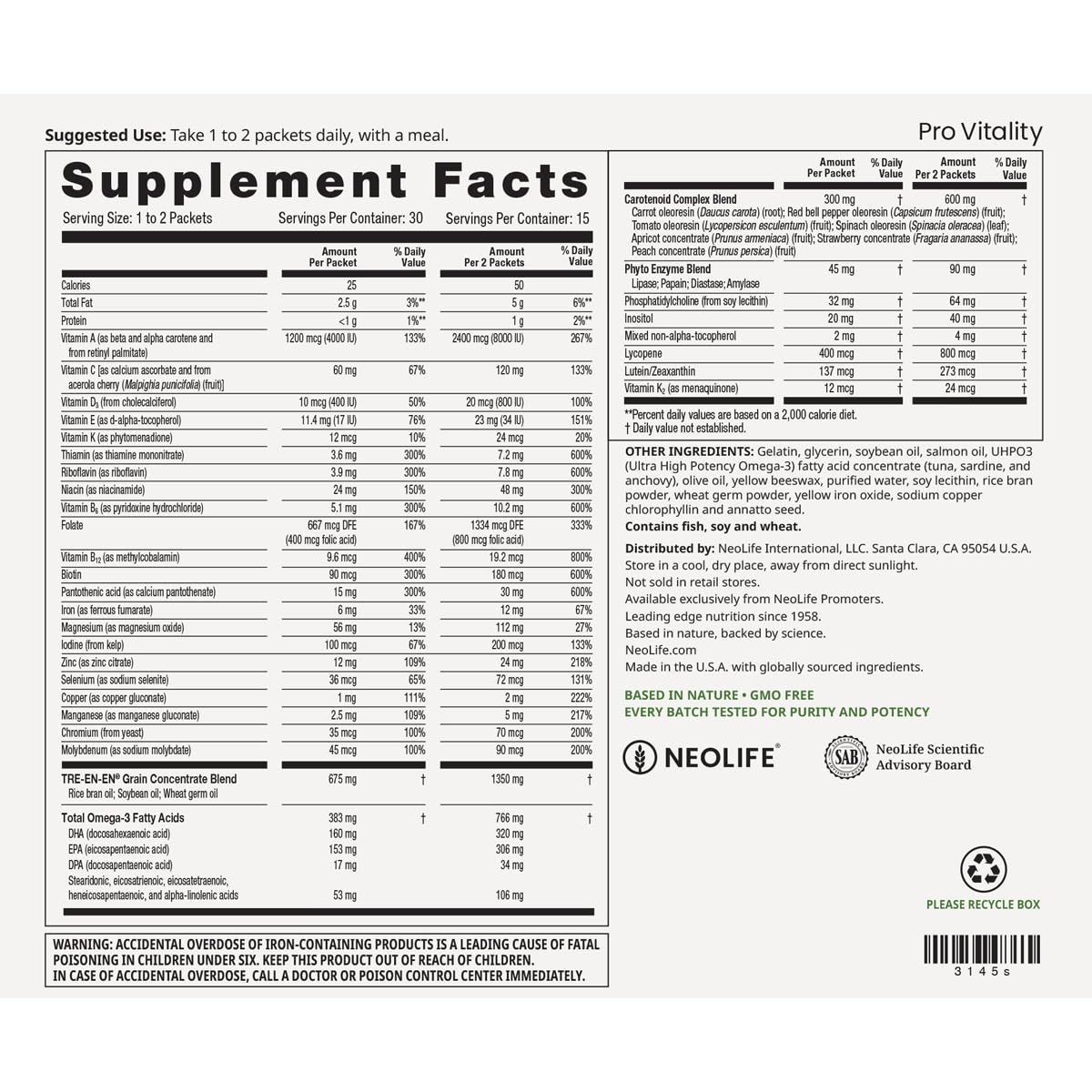 Complete nutrition in convenient packets