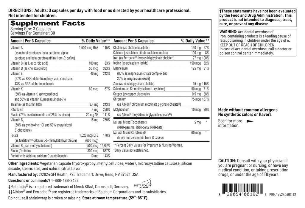 Complete prenatal nutrition in capsules