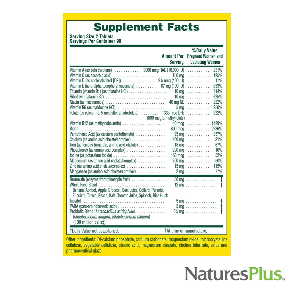 Complete prenatal nutrition in tablets