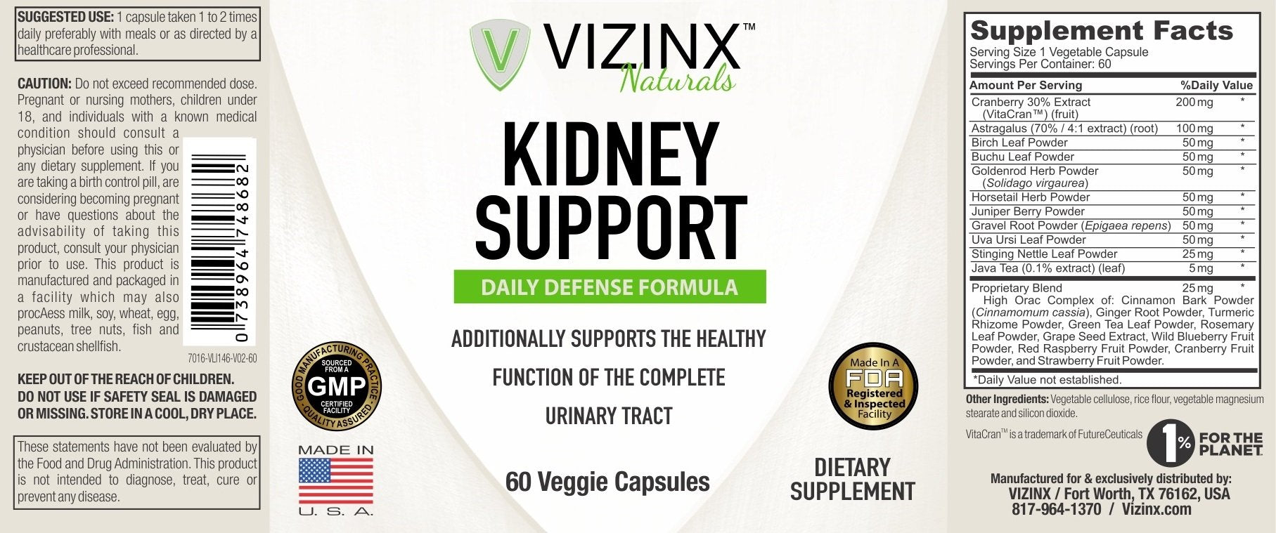 Complete urinary tract health supplement