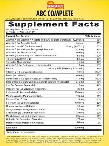 Complete vitamin formula for daily health