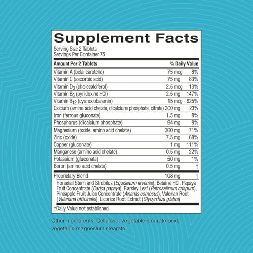 Comprehensive bone health support tablets