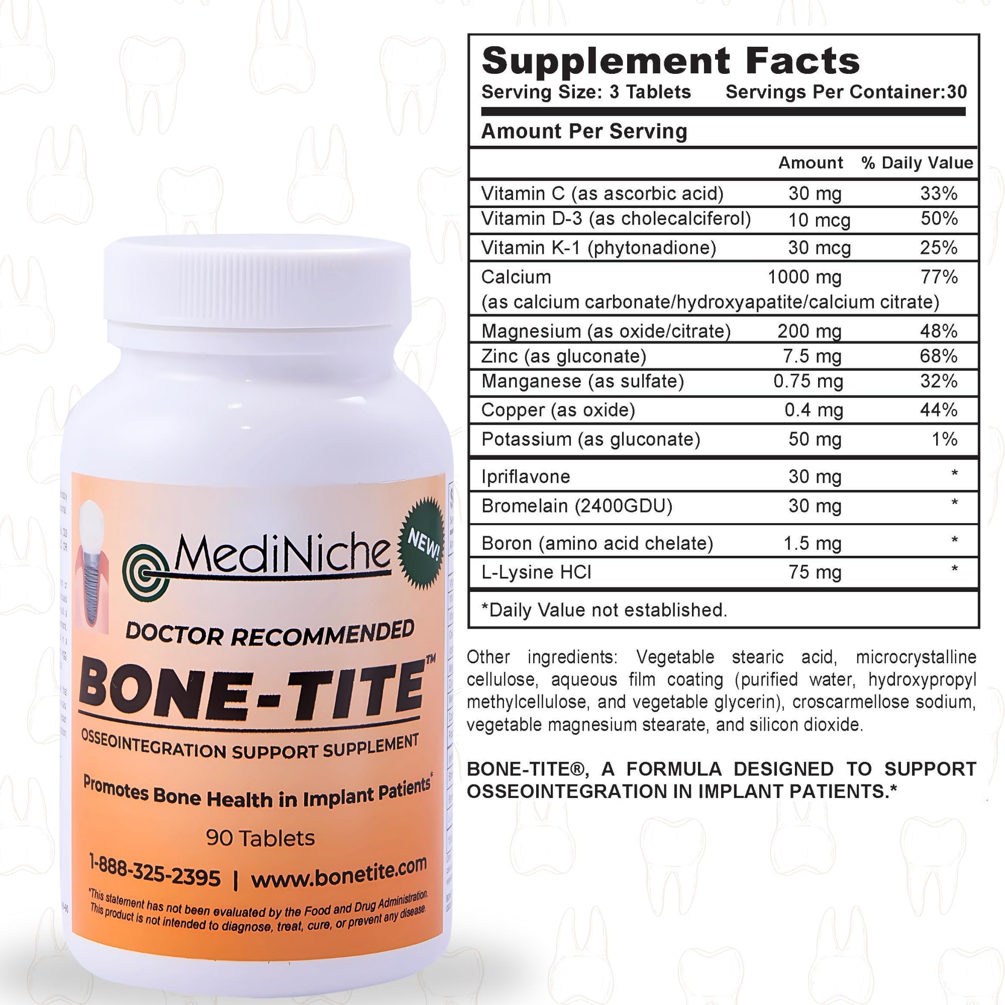 Comprehensive vitamin blend for implants