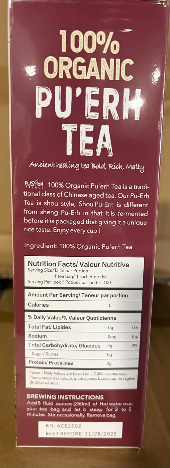 convenient 100 tea bags packaging