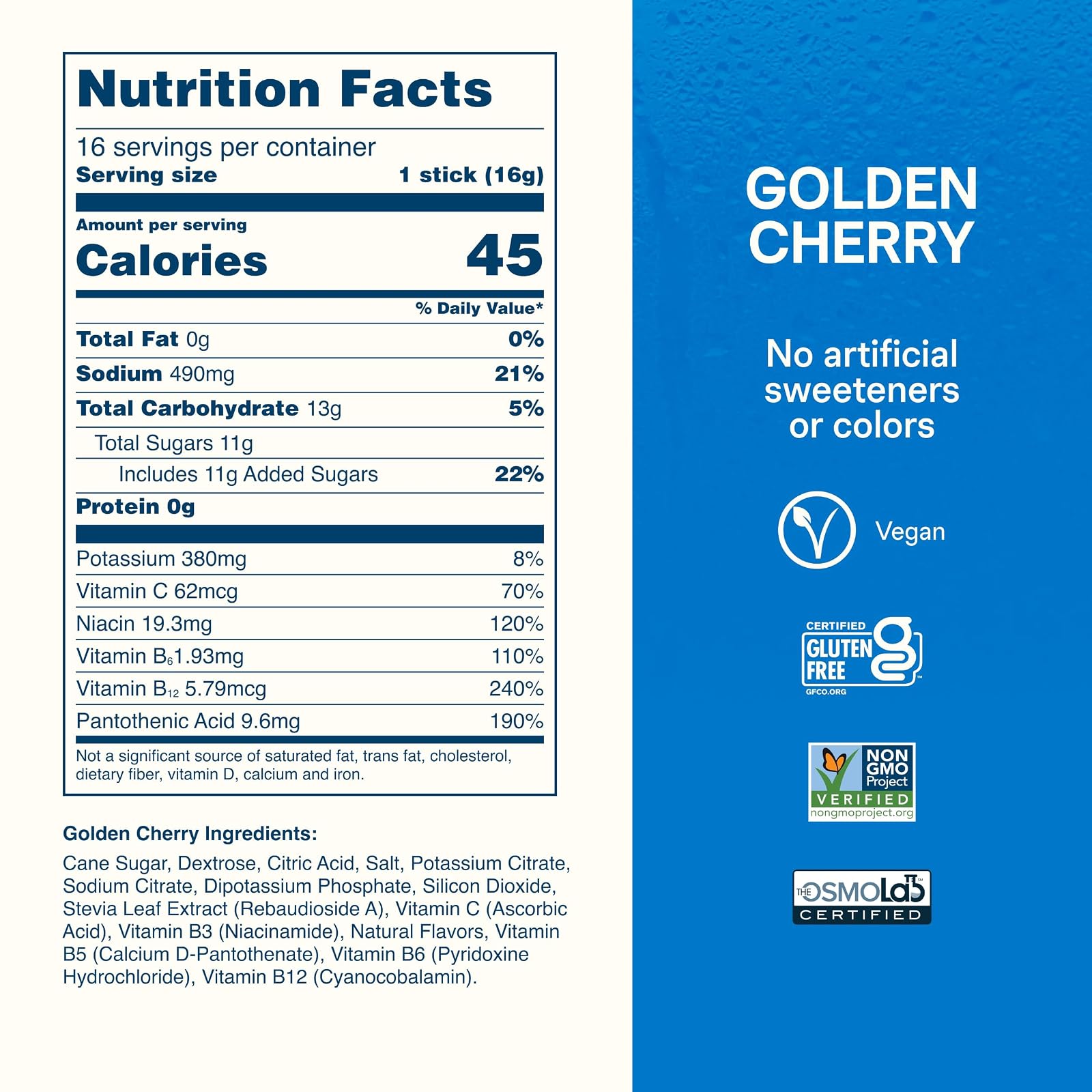 Convenient 16 pack electrolyte powder