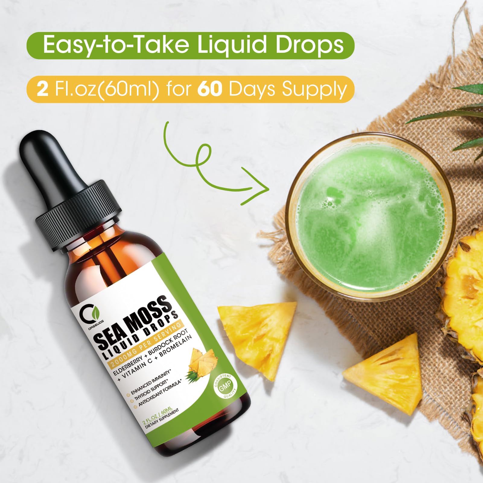 Convenient 2 fl. oz sea moss bottle