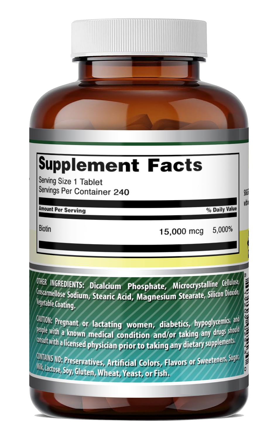 Convenient 240 count biotin tablets