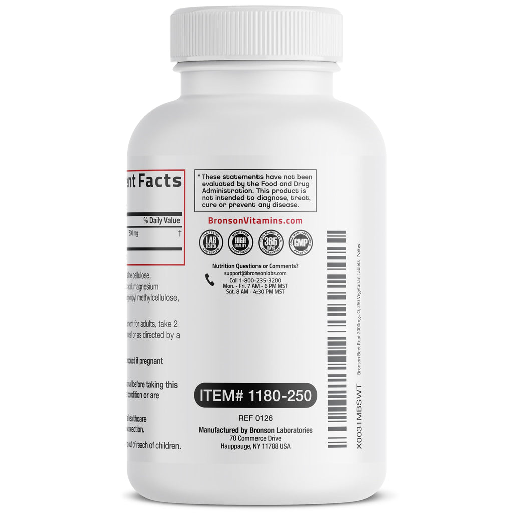Convenient 250 count vegetarian tablets