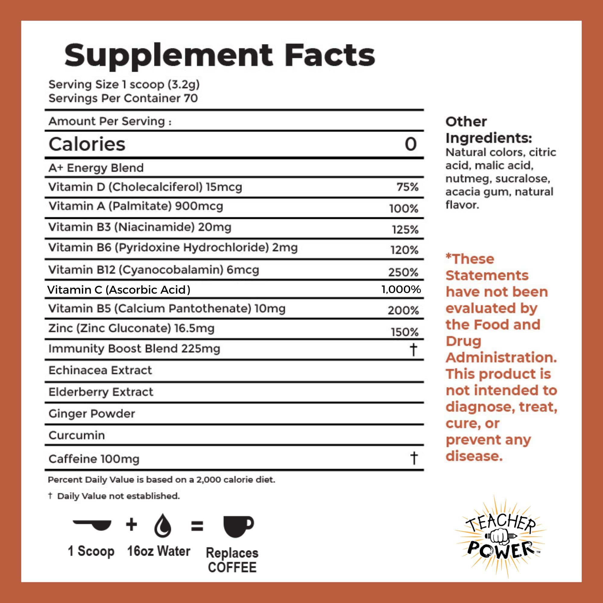 Convenient 70 servings energy powder
