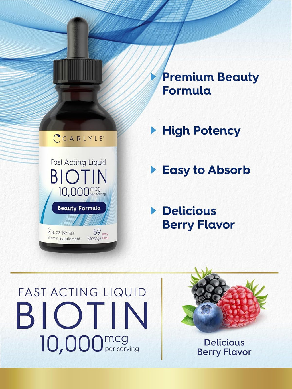 Convenient biotin drops for daily use