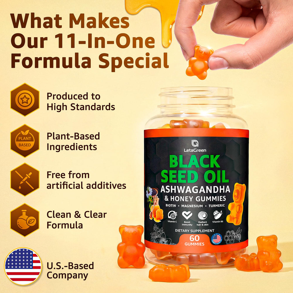 Convenient black seed oil gummy format