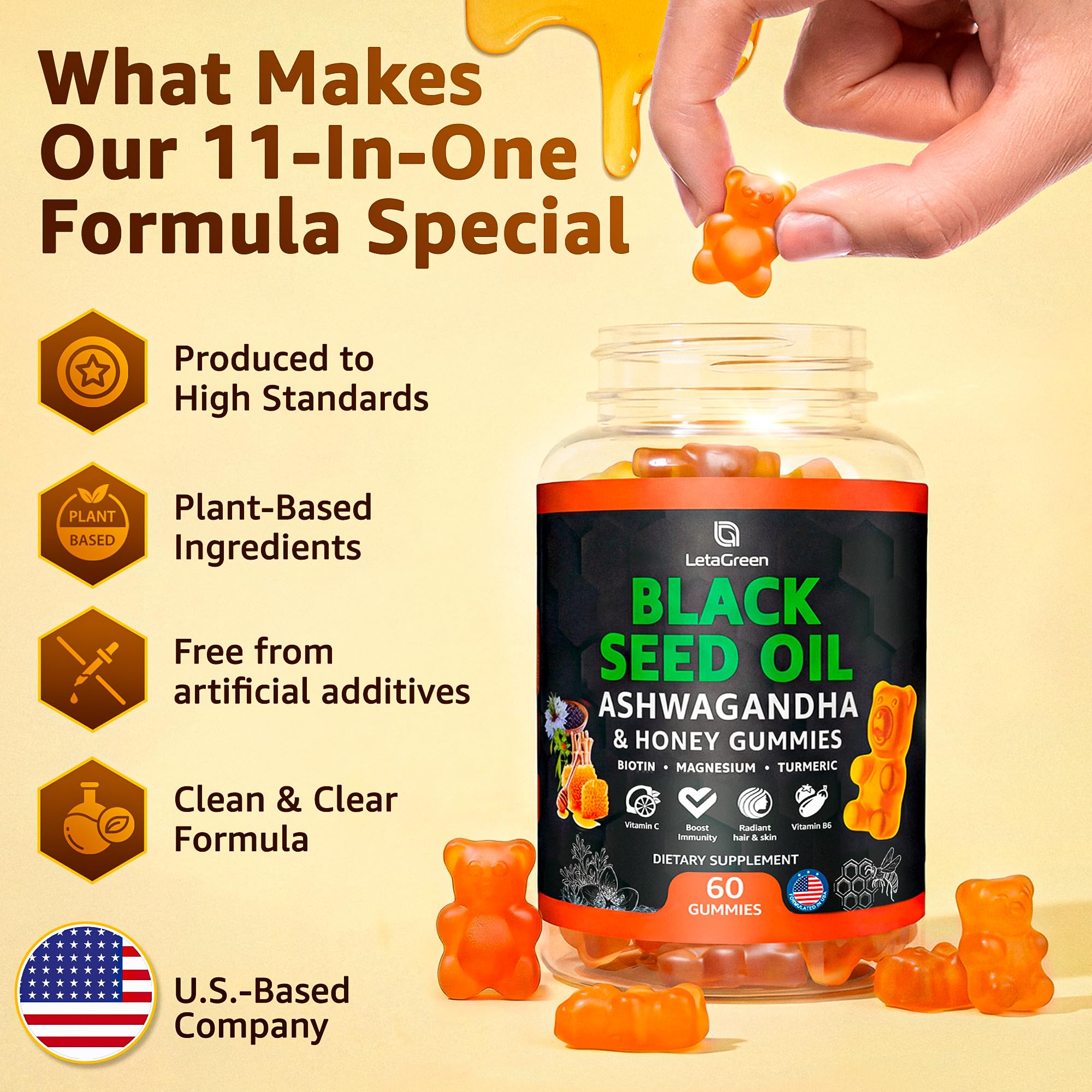 Convenient black seed oil gummy format