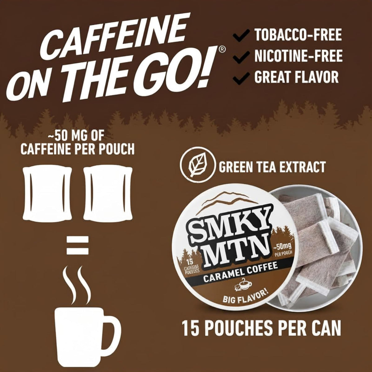convenient caffeinated coffee pouches