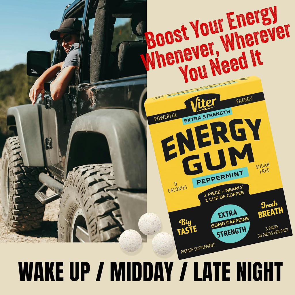 Convenient caffeine gum for workouts