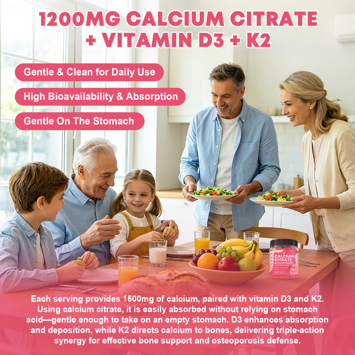 Convenient calcium supplement for adults
