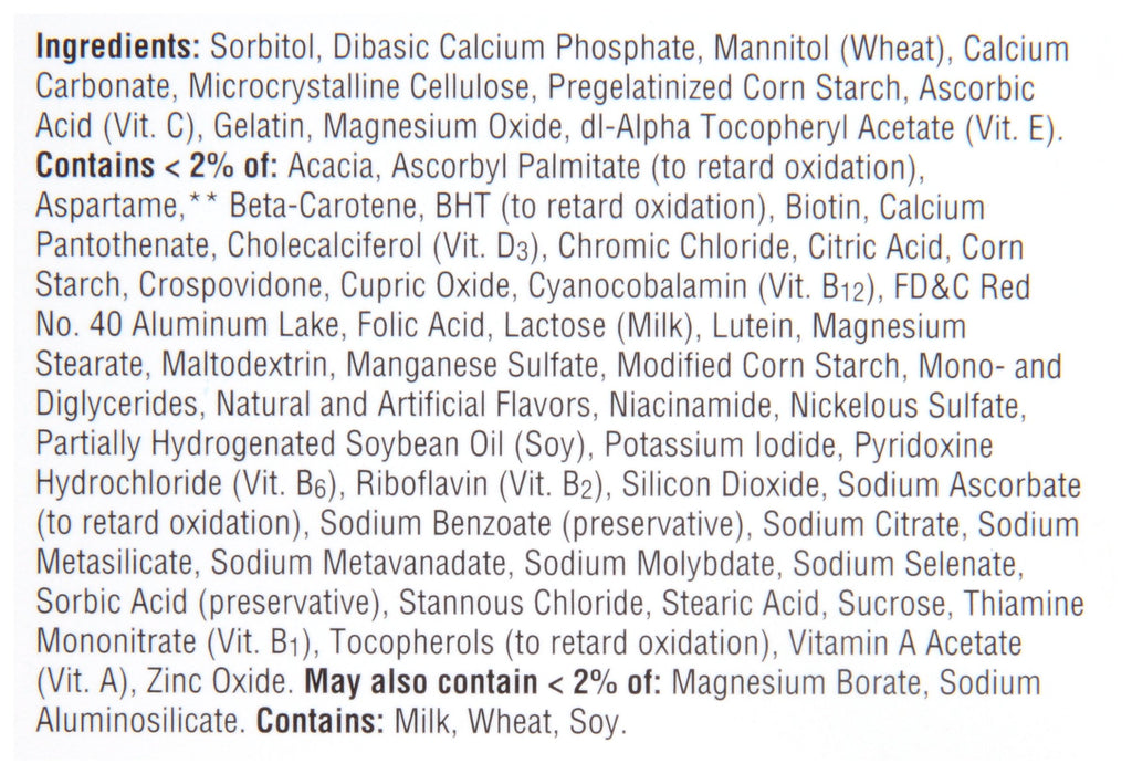 Convenient chewable multivitamin tablets