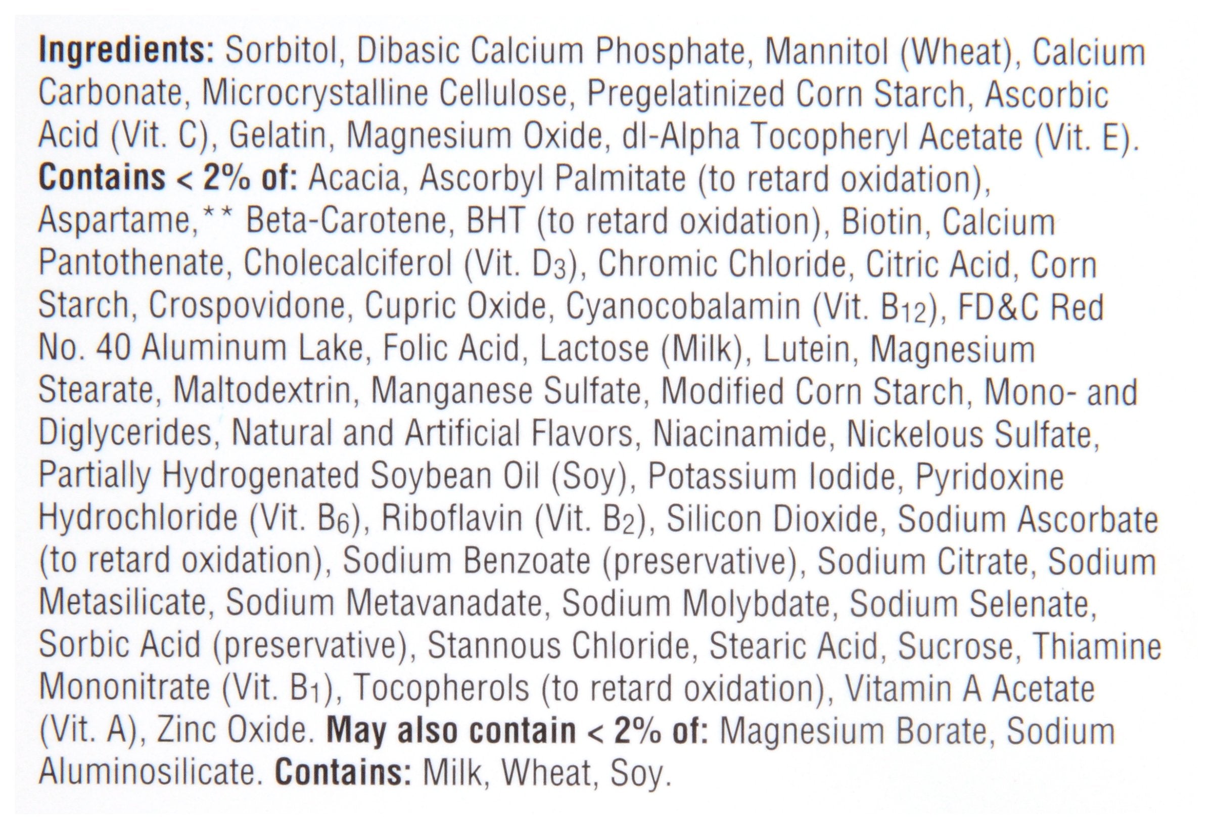 Convenient chewable multivitamin tablets