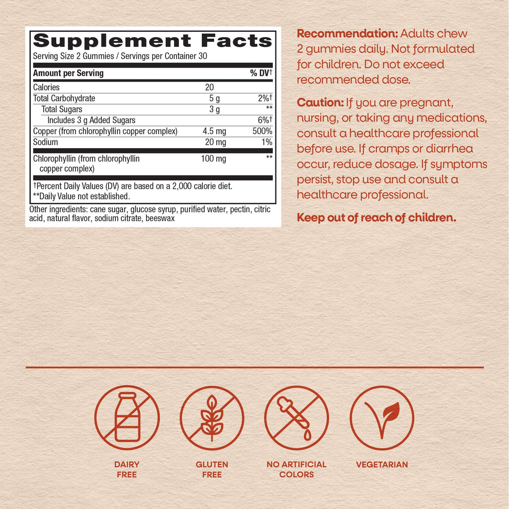 Convenient chlorophyll supplement for on-the-go