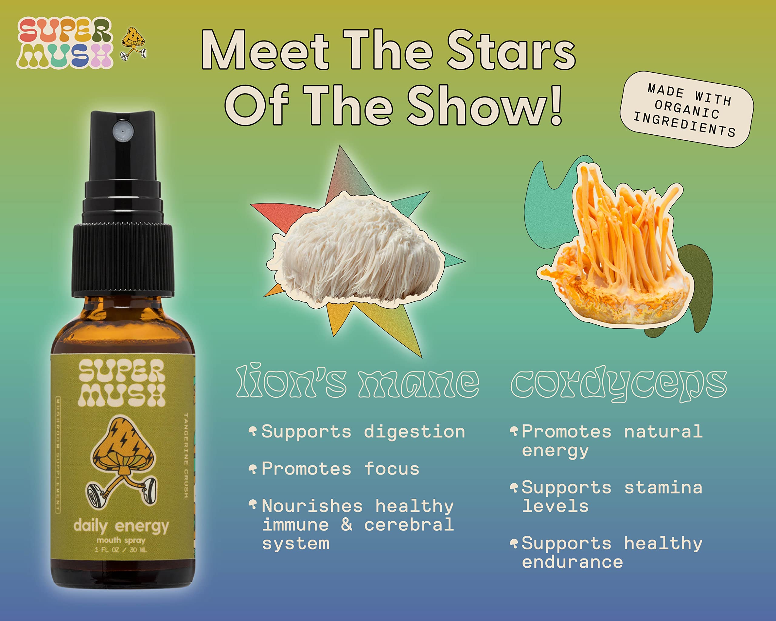 Convenient daily mushroom energy spray