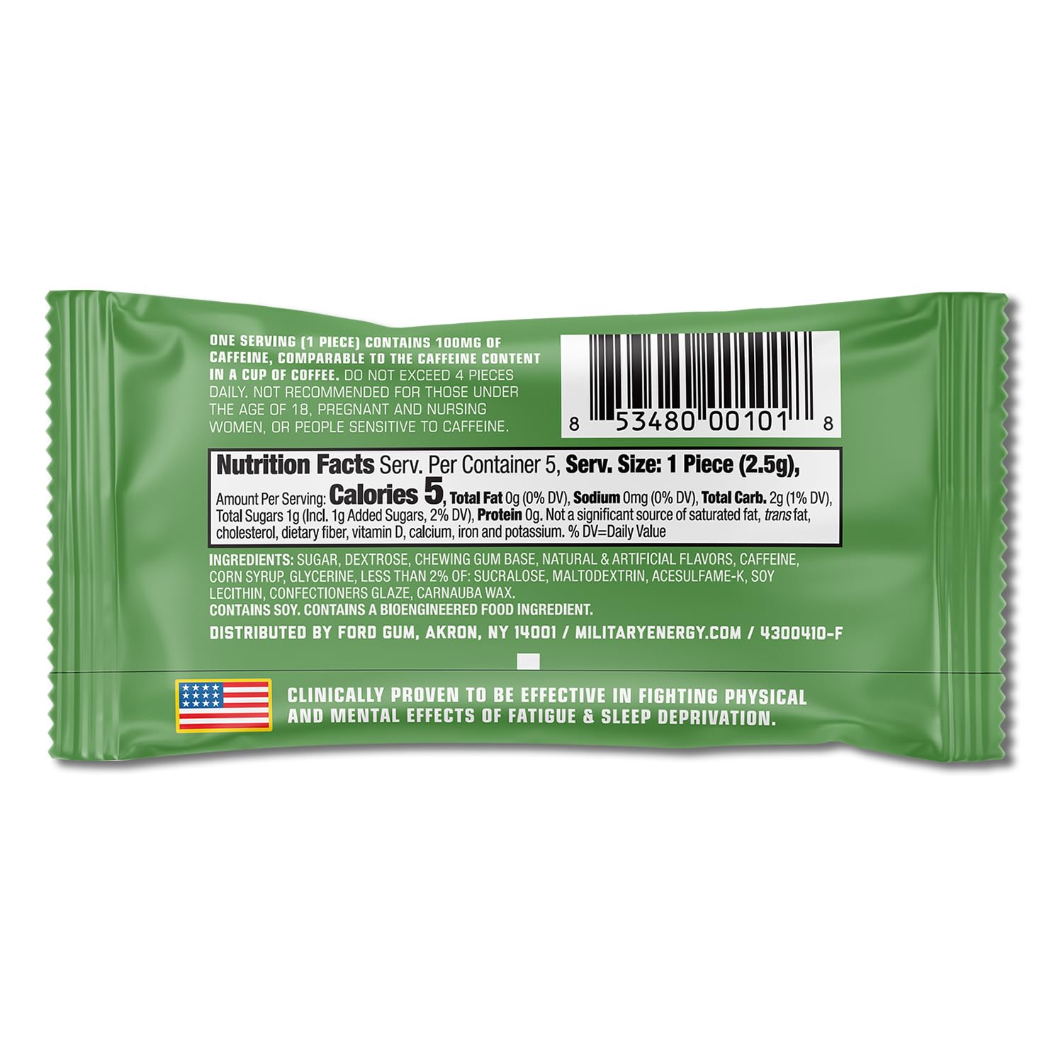 Convenient energy gum for on-the-go