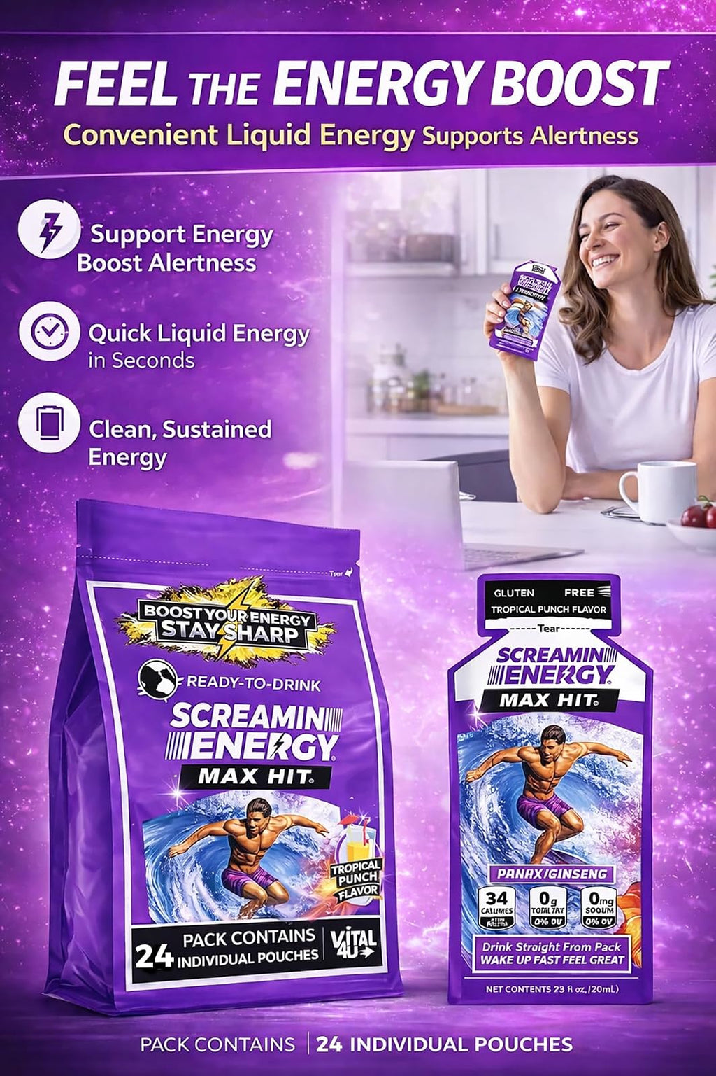 Convenient energy shots for athletes