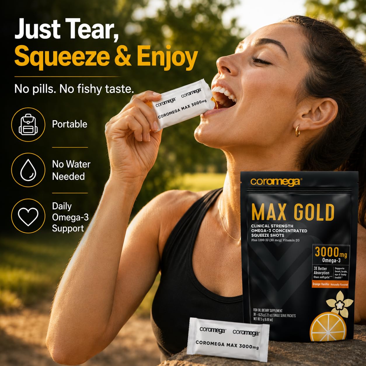 Convenient fish oil omega 3 packets