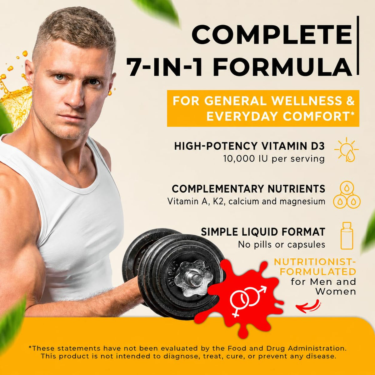 Convenient liquid vitamin D3 K2