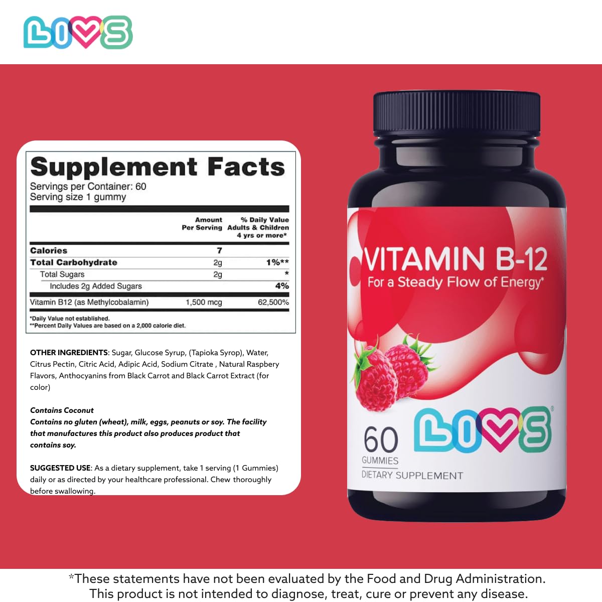 Convenient LIVS Nutrition Vitamin B12 daily dose