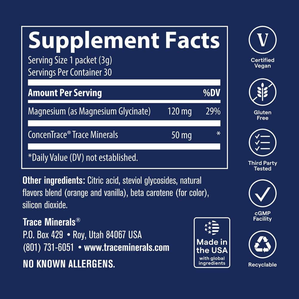 Convenient magnesium glycinate travel packs